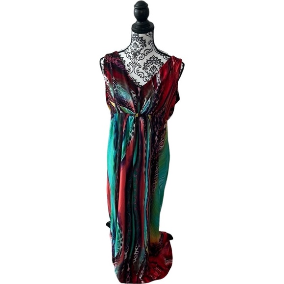 Kate And Mallory Dresses Kate Mallory Red And Blue Watercolor Maxi